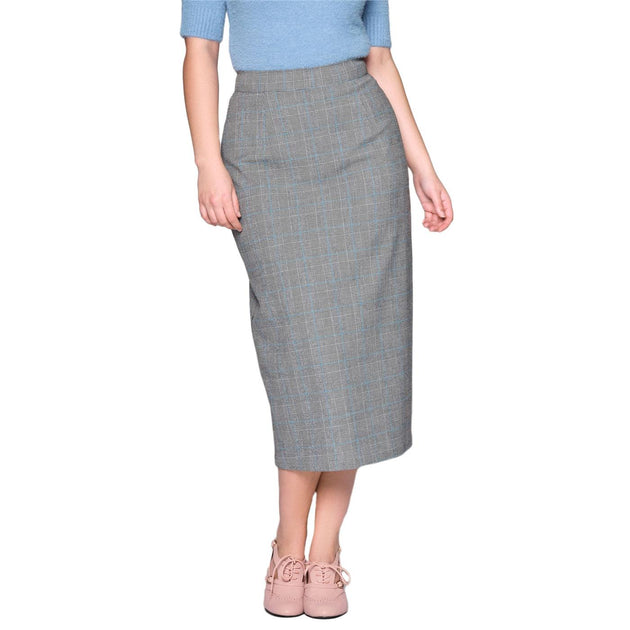 Collectif 50s Posey Prince of Wales Check Pencil Skirt – Cherry Red Vintage