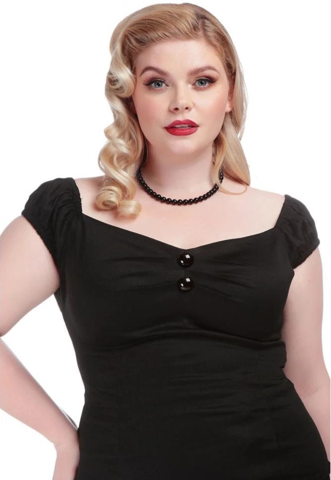Collectif Dolores 1950s Vintage Style Black Gypsy Top – Cherry Red Vintage