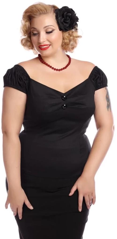 Collectif Dolores 1950s Vintage Style Black Gypsy Top – Cherry Red Vintage