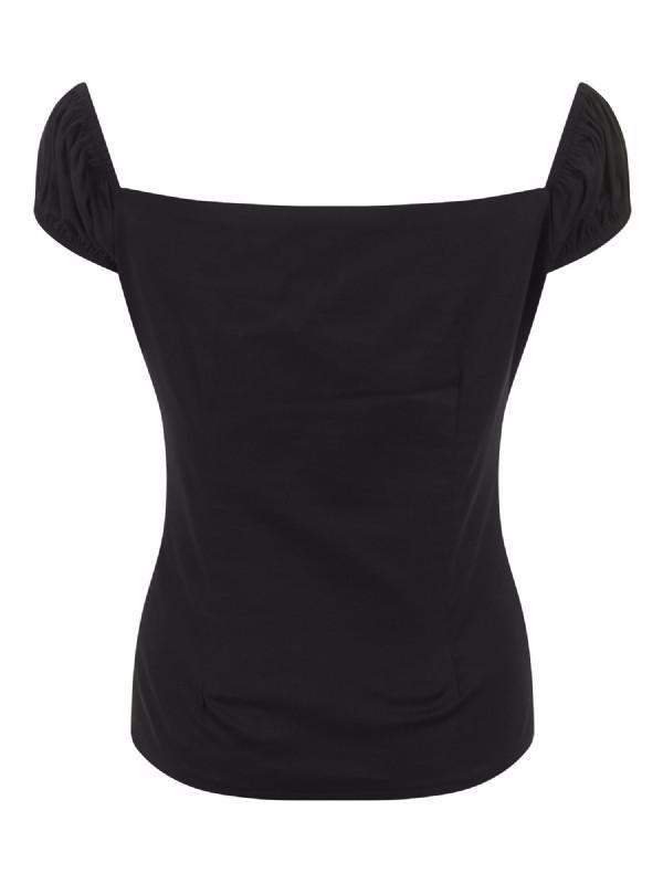 Collectif Dolores 1950s Vintage Style Black Gypsy Top – Cherry Red Vintage