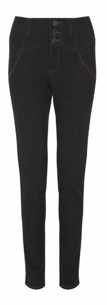 Collectif Rebel Kate Skinny 50s High Waisted Black Denim Jeans – Cherry ...